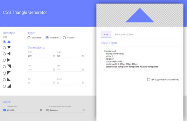 CSSのborderを使った三角形が簡単に作れるジェネレータ | ネットインパクト